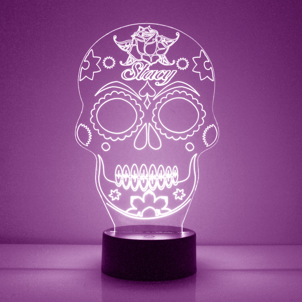 Sugar Skull LED Light Up, Personalized Free, LED Night Lamp, With Remo ...