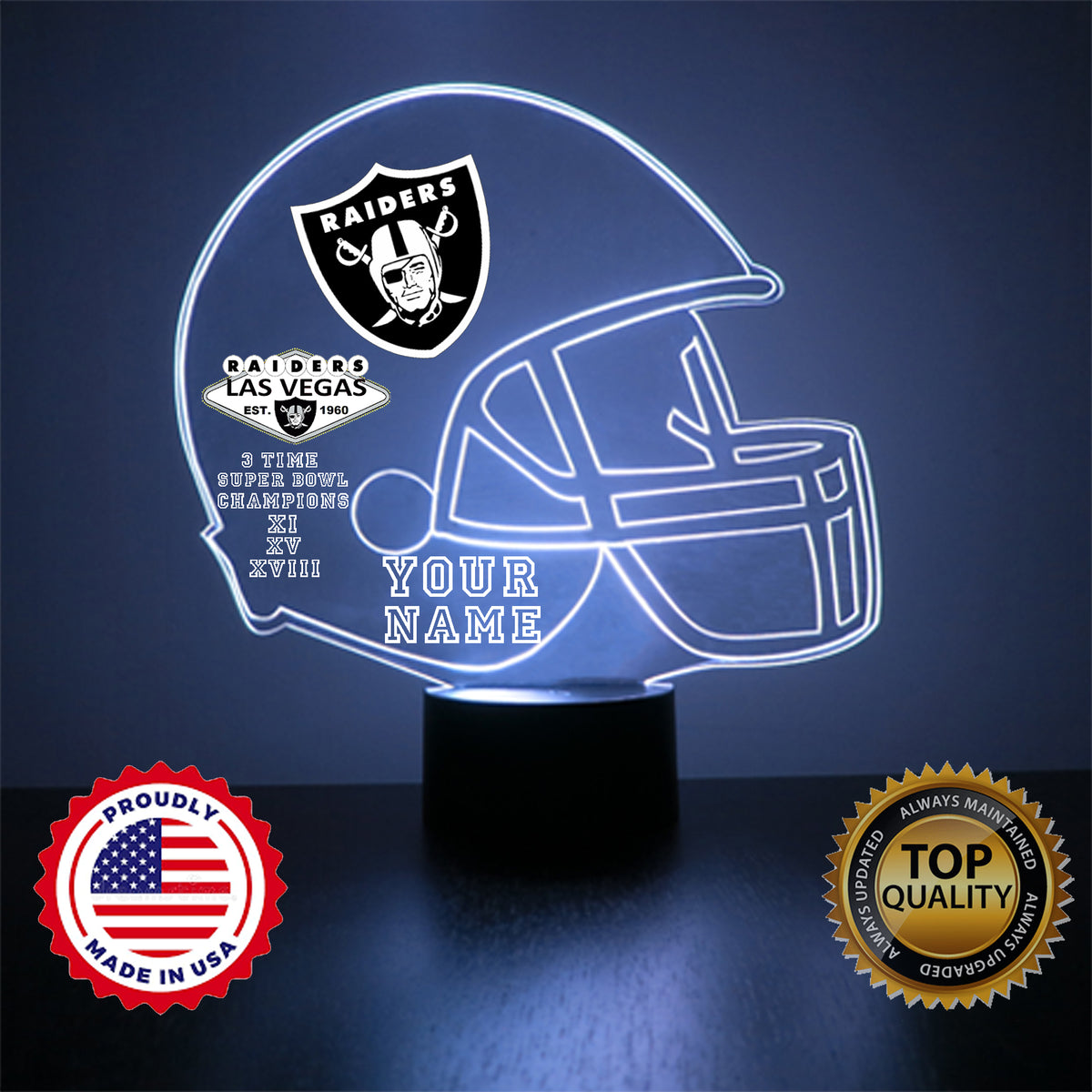 Las Vegas Raiders Football LED Sports Fan Lamp – mirror magic store