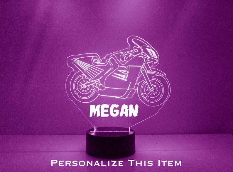 Motorcycle Night Light, Personalized Free, LED Night Lamp, With Remote ...